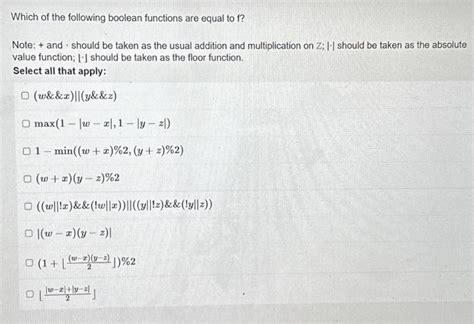 Solved Which Of The Following Boolean Functions Are Equal To