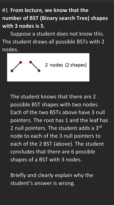 Solved 1 From Lecture We Know That The Number Of Bst