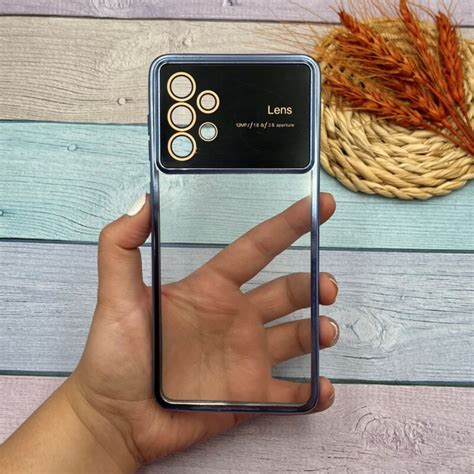 قاب گوشی Galaxy A73 سامسونگ Camera Lens شفاف محافظ لنز دار دور آبی کد