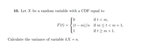 solved 10 let x be a random variable with a cdf equal to