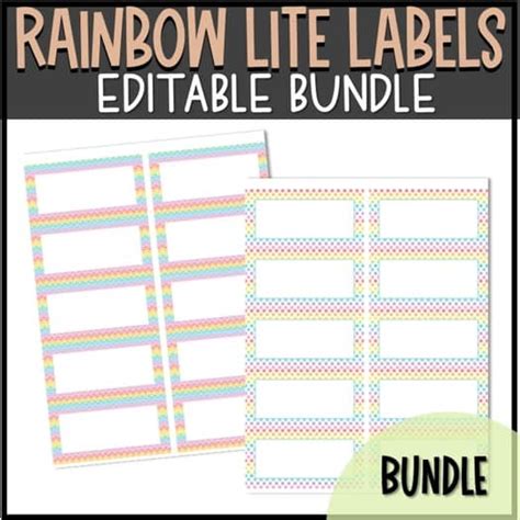 Rainbow Lite Classroom And Folder Editable Label Set By Caff And Crayons