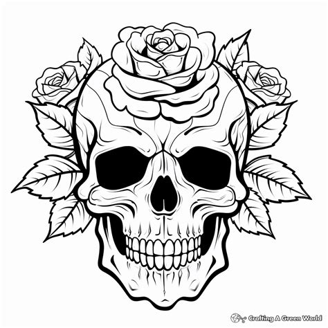 Rose And Skull Coloring Pages