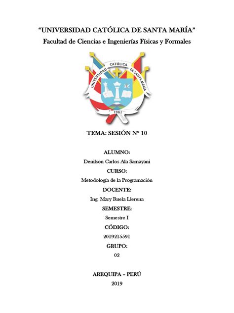 cuestionario de sesión 10 metodología de la programación pdf