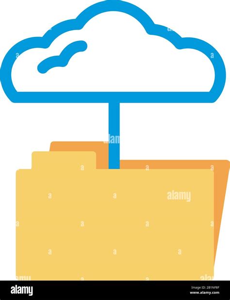 Cloud Computing With Folder Lineal Color Style Stock Vector Image And Art Alamy
