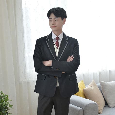 교복몰 네이비 그레이 라인 자켓 남자 교복 학생복 이랜드몰