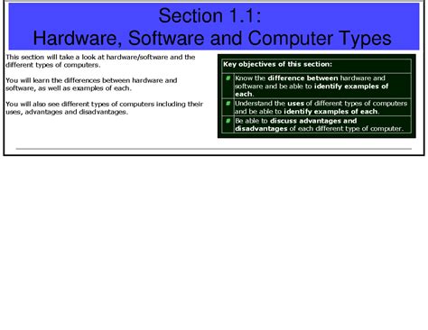 ICT Theory Lecture Section Hardware Software And Computer Types This Section Will Take