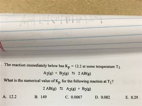Solved The Reaction Immediately Below Has Kp 12 2 At Some