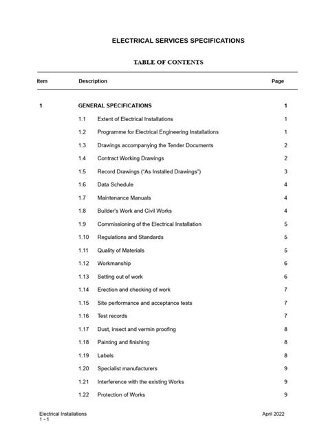 10 Electrical Specifications Pdf Electrical Wiring Electric Power
