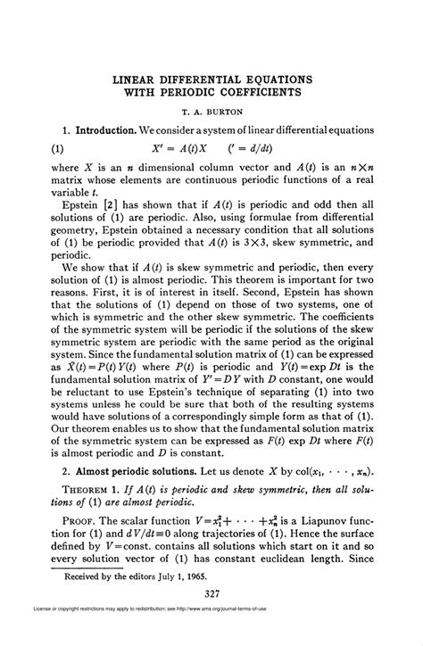 Pdf Linear Differential Equations With Periodic Coefficients