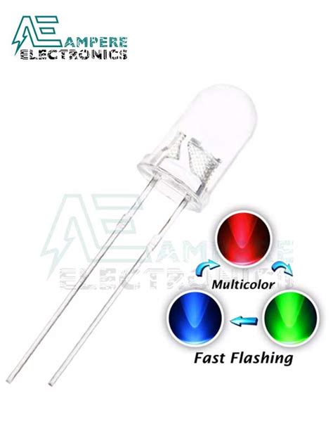 Rgb 7 Color Flashing 5mm Led 2pin Ampere Electronics