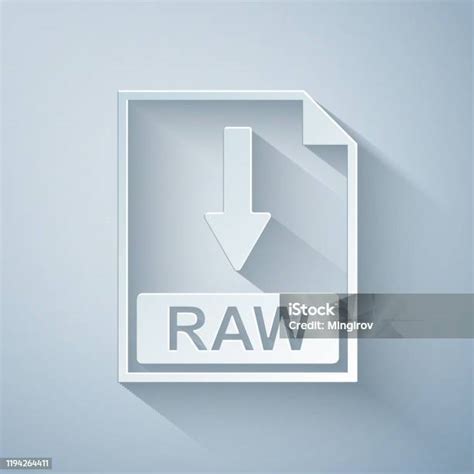 剪紙 Raw 檔文檔圖示下載灰色背景上隔離的 Raw 按鈕圖示紙藝術風格向量插圖向量圖形及更多下載圖片 下載 互聯網 剪裁圖 Istock