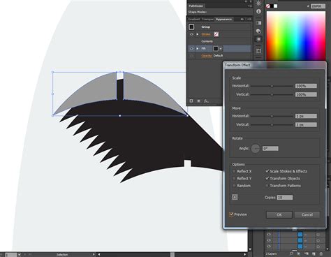 Transform Unable To Achieve Long Shadow Effect In Illustrator