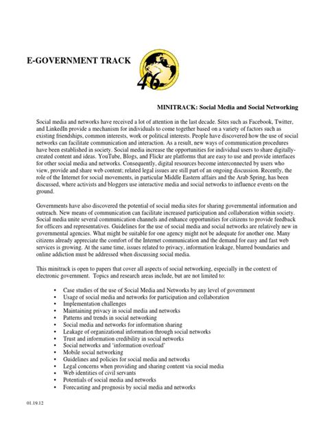 E Government Track Minitrack Social Media And Social Networking Pdf Social Media Popular