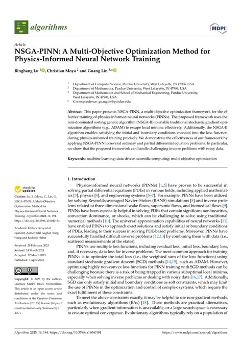 Pdf Nsga Pinn A Multi Objective Optimization Method For Physics