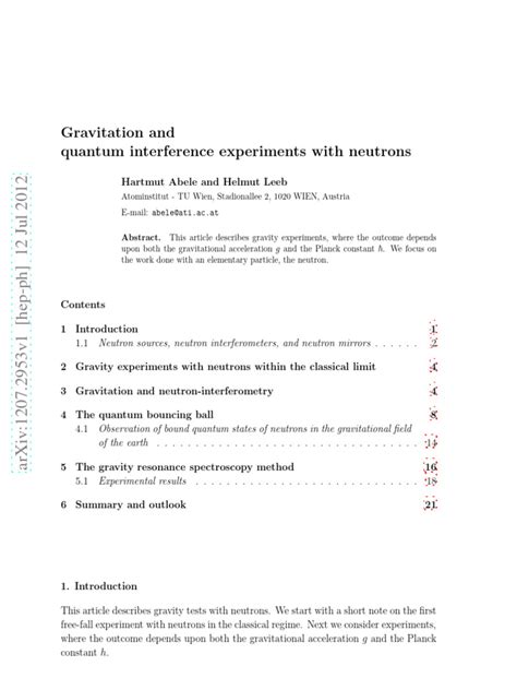 Gravitation And Quantum Interference Experiments With Neutrons Pdf Resonance Interferometry