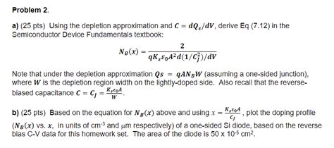 A 25pts Using The Depletion Approximation And