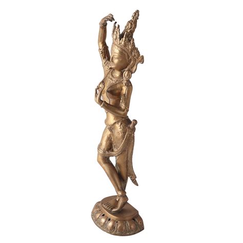 Brass Buddhist Maya Devi Statue In Tibetan Art