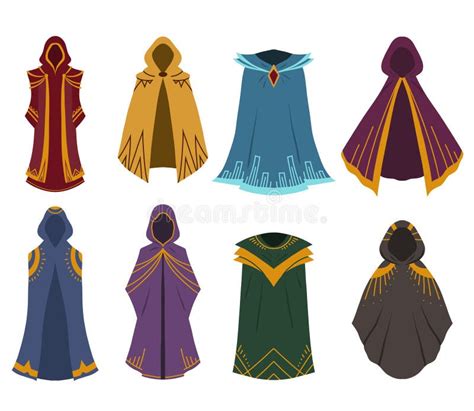 Vector Set Of Fantasy Cloaks In Various Styles A Collection Of Wizard