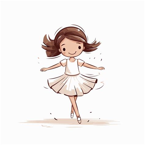Chica Linda Bailando Ballet Ilustración Vectorial En Estilo De Dibujos Animados Vector Premium