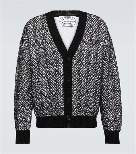 Zig Zag Cotton Blend Cardigan In Black Missoni Mytheresa