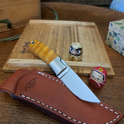 Moki Rare Limited Edition Mini Hunter Fixed Blade Knife In Yellow