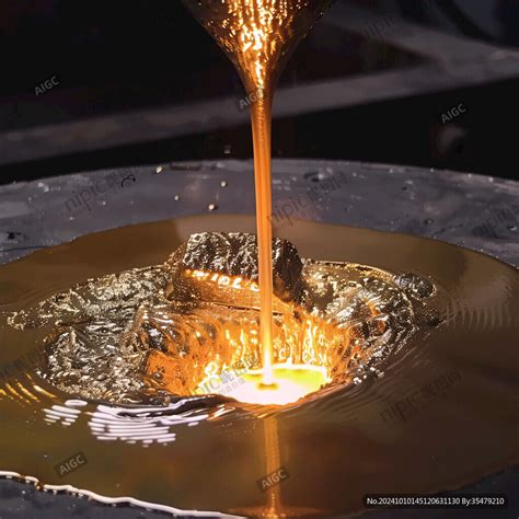 Ai创作图金黄色液体 研磨油抛光 倒钢水 黄金流体艺术画 铜液浇筑 熔融黄金 金色液体金属 金黄色水滴 贵金属加工 撒金 铜馏金 浇筑铜液