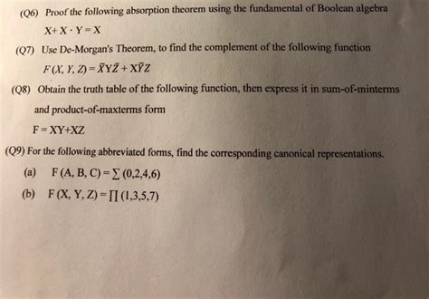 Solved 06 Proof The Following Absorption Theorem Using The Chegg Com