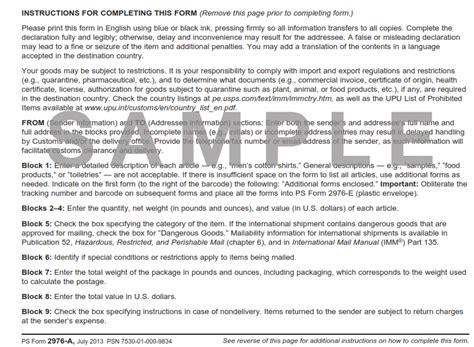 Ps Form 2976 A Customs Declaration And Dispatch Note Cp 72 Reference Only Order From Mdc