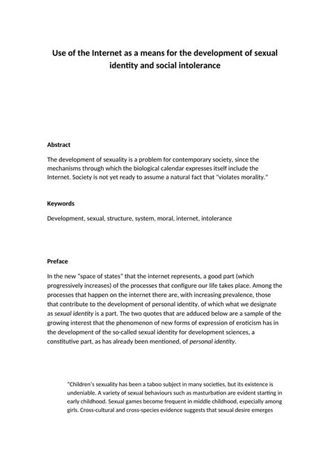 PDF The Role In The Development Of Sexual Identity Of The Pre And Adolescent Eroticism