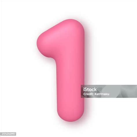 사실적인 3d 글꼴 색상 핑크 번호 1 풍선 형태의 숫자입니다 제품 광고 웹 배너 전단지 인증서 및 엽서에 대한 템플릿 벡터 일러스트 레이 션 0명에 대한 스톡 벡터 아트