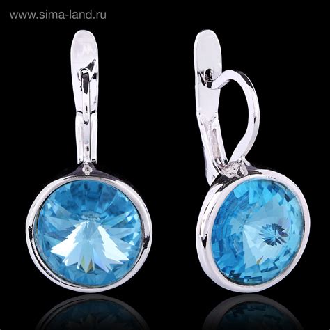 Серебряные серьги с голубым камнем 68 фото