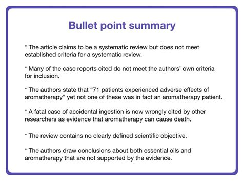 Bullet Points Tisserand Institute