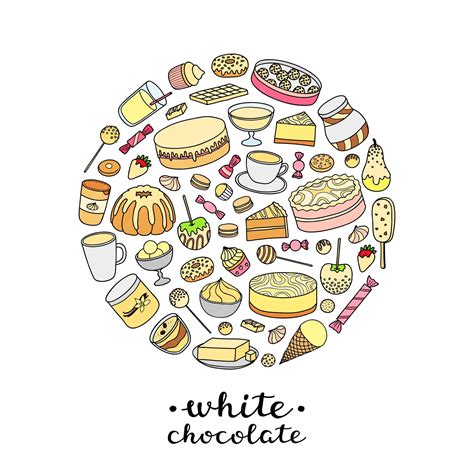 Premium Vector Colored Doodle White Chocolate And Vanilla Products