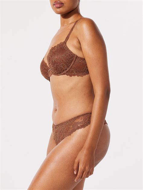 Romantic Corded Lace Thong In Brown Savage X Fenty Netherlands