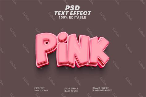 Pink Cartoon Block Letters 3d Text Effect Photoshop Premium Psd File