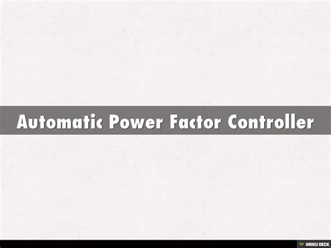 Automatic Power Factor Controller Pdf