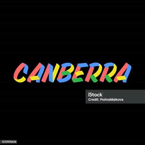 캔버라 사인 브러쉬 페인트 칠하여 검은 색 배경에 그려지십시오 인사말 카드 오버레이 포스터를 위한 호주 의 수도 디자인 템플릿