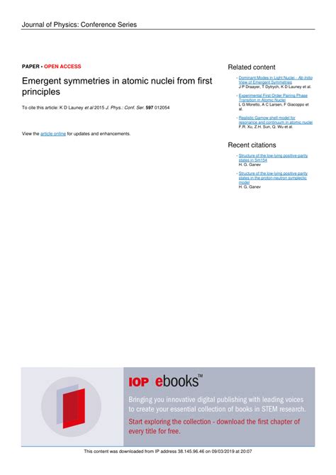 Pdf Emergent Symmetries In Atomic Nuclei From First Principles