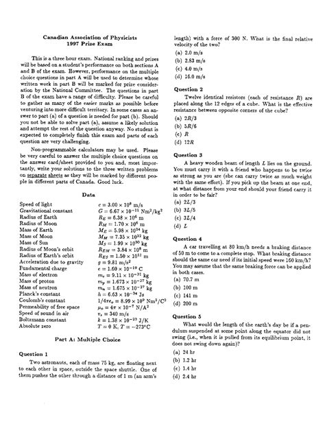 Final Relative Velocity Physics Exam Paper Docsity