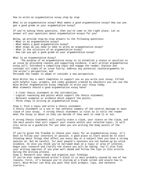 How To Write An Argumentative Essay Step By Step Pdf