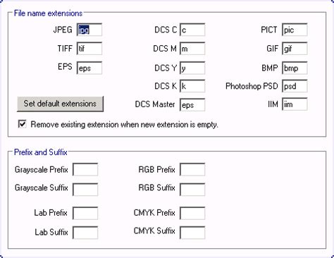 Defining Output File Name Extensions Prefix And Suffix