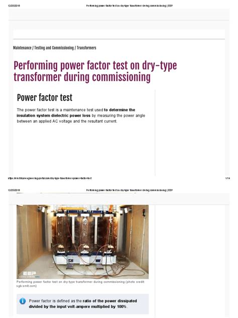 Performing Power Factor Test On Dry Type Transformer During Commissioning Eep 1 Pdf Pdf