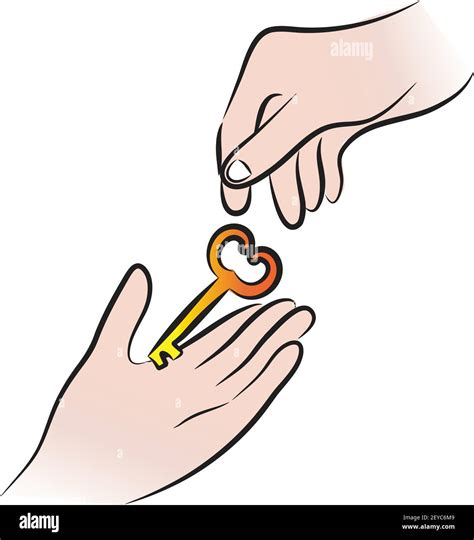 Vector Drawing Hand Pass Key To Other Hand Stock Vector Image And Art Alamy