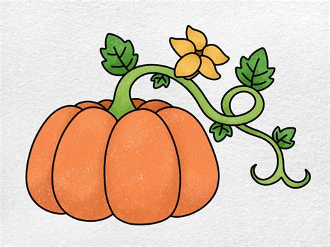 How To Draw A Pumpkin With Vines Helloartsy