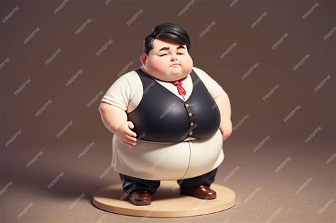 뚱뚱한 소년 만화 캐릭터 스타일링 애니메이션 스타일 뚱뚱한 벽지 배경 모델 캐릭터 렌더링 프리미엄 사진