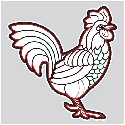 Patterned Vector Rooster Stock Vector Illustration Of Linear 94952424