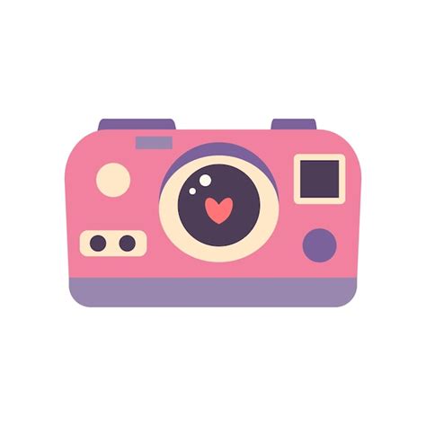Premium Vector Cute Retro Photo Camera With A Heart Modern Digital