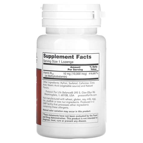 Protocol For Life Balance Methyl B12 10 000 Mcg 60 Lozenges