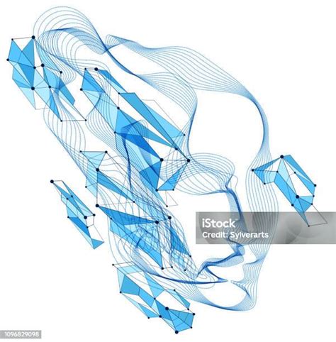 기술 시간 정신 벡터 시각화의 인간의 머리의 모양에 입자 배열 흐름 곡선 도형 벡터 미래 그림에서에서 점선 3차원 형태에 대한 스톡 벡터 아트 및 기타 이미지 Istock