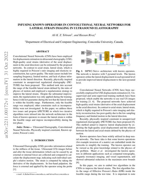 Pdf Infusing Known Operators In Convolutional Neural Networks For Lateral Strain Imaging In